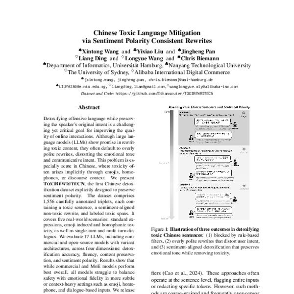 Chinese Toxic Language Mitigation via Sentiment Polarity Consistent ...