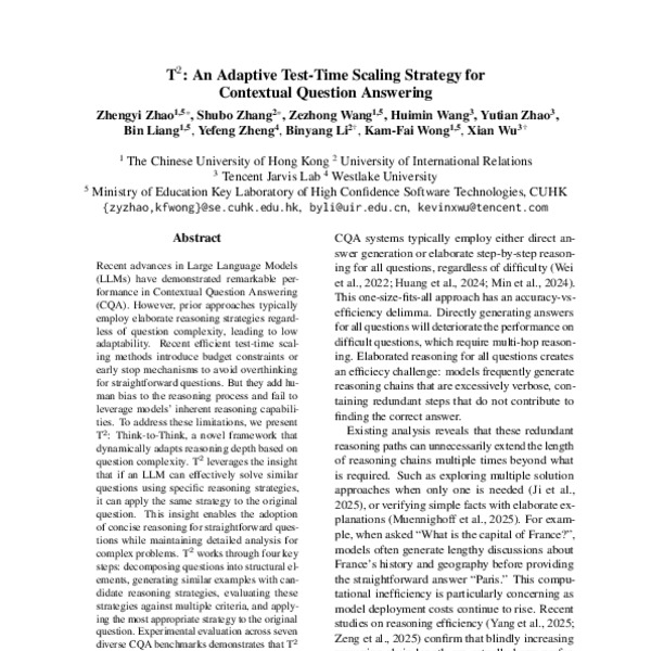 T2: An Adaptive Test-Time Scaling Strategy for Contextual Question ...