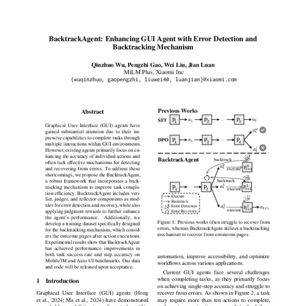 BacktrackAgent: Enhancing GUI Agent with Error Detection and Backtracking Mechanism - ACL Anthology