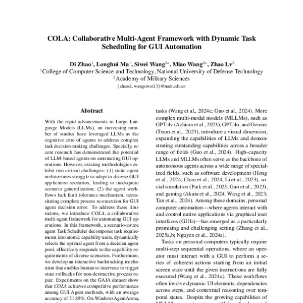 COLA: Collaborative Multi-Agent Framework with Dynamic Task Scheduling ...