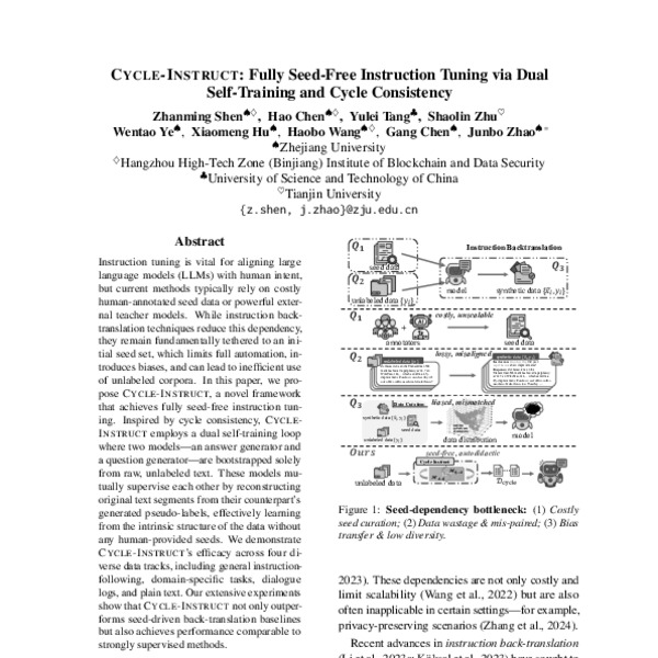 CYCLE-INSTRUCT: Fully Seed-Free Instruction Tuning via Dual Self-Training and Cycle Consistency ...