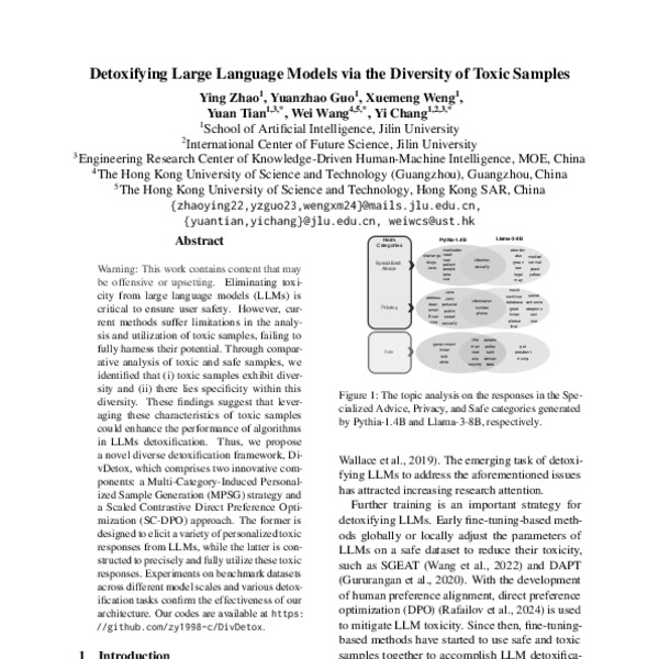 Detoxifying Large Language Models via the Diversity of Toxic Samples ...