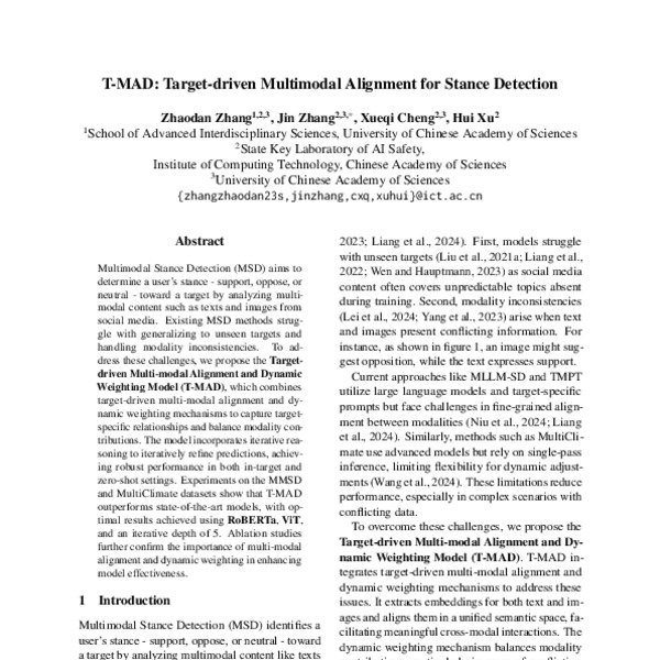 T-MAD: Target-driven Multimodal Alignment for Stance Detection - ACL ...