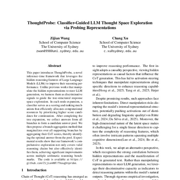 ThoughtProbe: Classifier-Guided LLM Thought Space Exploration via ...