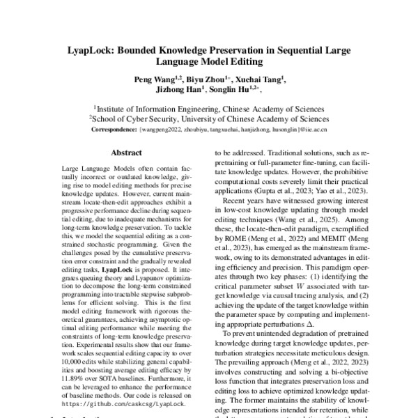 LyapLock: Bounded Knowledge Preservation in Sequential Large Language ...