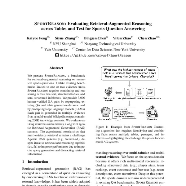 SportReason: Evaluating Retrieval-Augmented Reasoning across Tables and ...