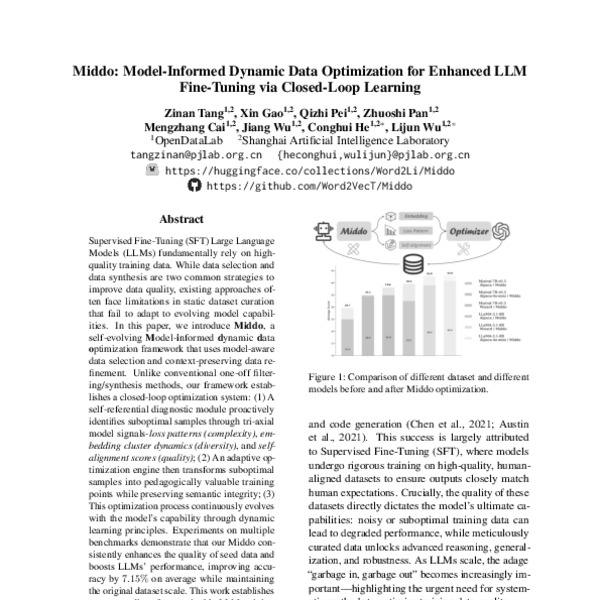 Middo: Model-Informed Dynamic Data Optimization for Enhanced LLM Fine-Tuning via Closed-Loop ...