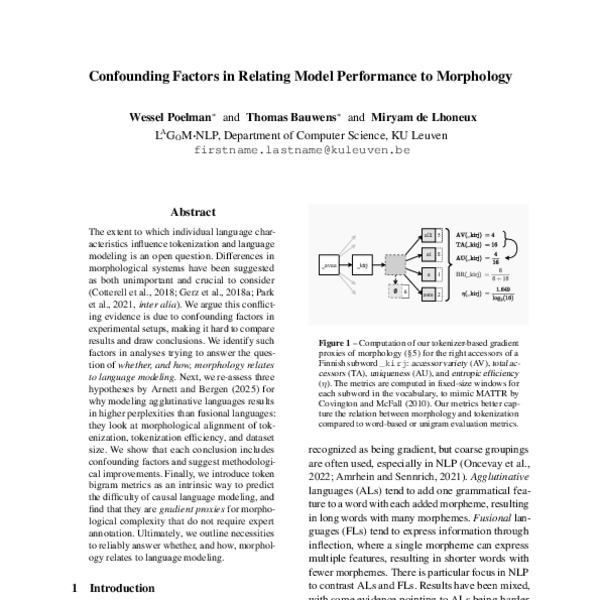 Confounding Factors in Relating Model Performance to Morphology - ACL ...