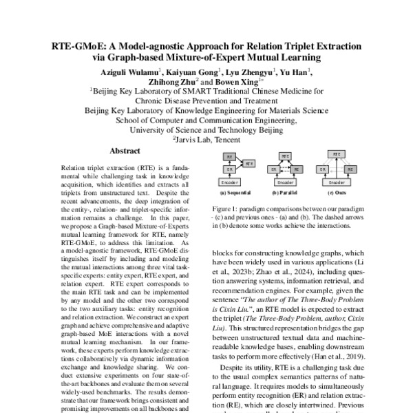 RTE-GMoE: A Model-agnostic Approach for Relation Triplet Extraction via Graph-based Mixture-of ...