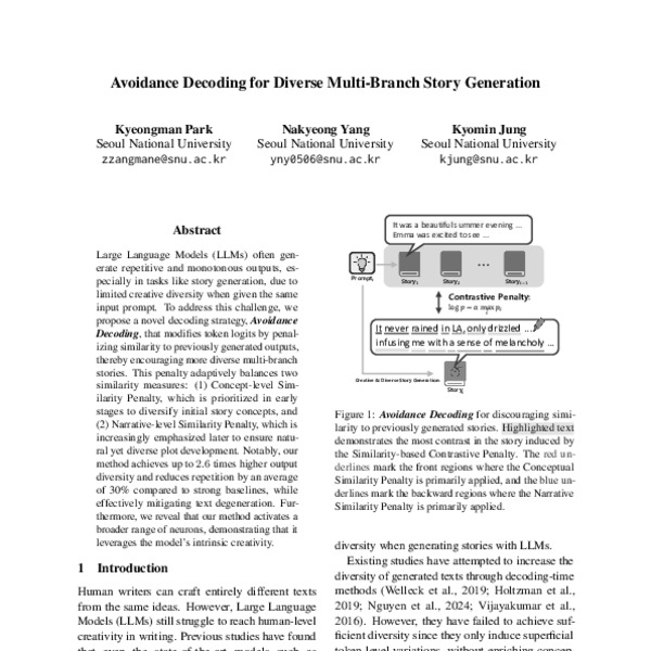 Avoidance Decoding for Diverse Multi-Branch Story Generation - ACL Anthology