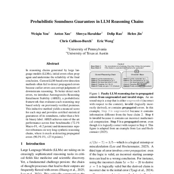 Probabilistic Soundness Guarantees in LLM Reasoning Chains - ACL Anthology