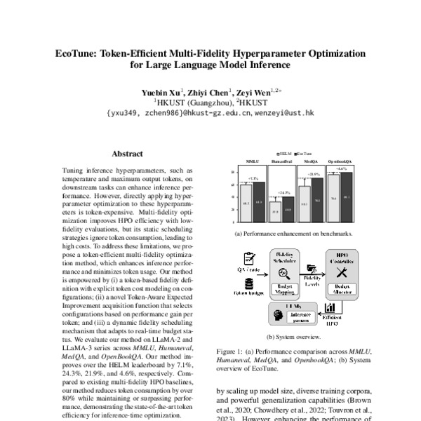 EcoTune: Token-Efficient Multi-Fidelity Hyperparameter Optimization for Large Language Model ...
