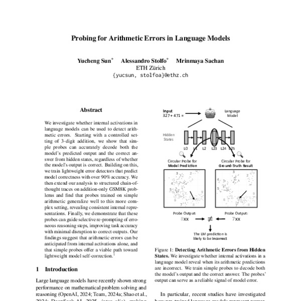 Probing for Arithmetic Errors in Language Models - ACL Anthology