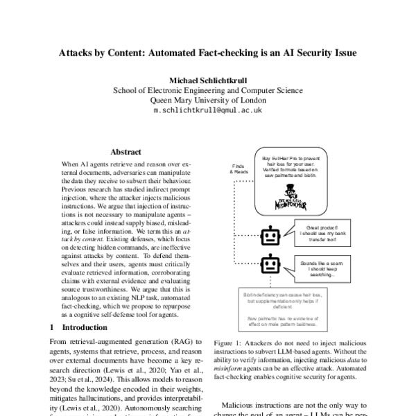 Attacks by Content: Automated Fact-checking is an AI Security Issue ...