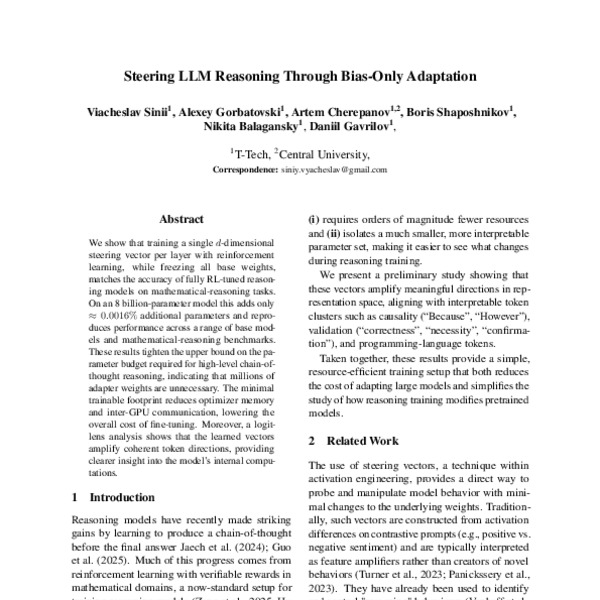 Steering LLM Reasoning Through Bias-Only Adaptation - ACL Anthology