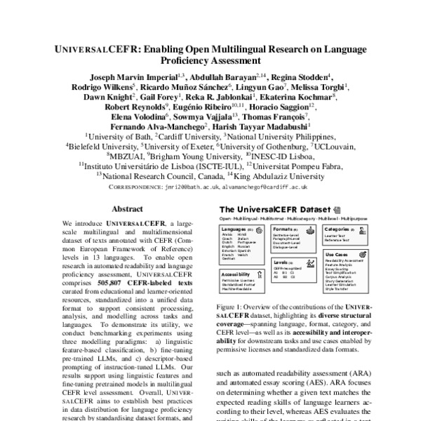 UniversalCEFR: Enabling Open Multilingual Research on Language Proficiency Assessment - ACL ...