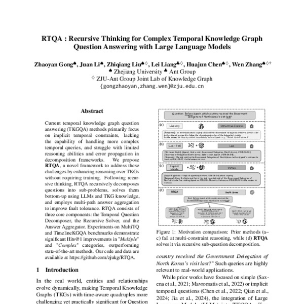 RTQA : Recursive Thinking for Complex Temporal Knowledge Graph Question Answering with Large ...