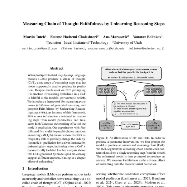 Measuring Chain of Thought Faithfulness by Unlearning Reasoning Steps ...
