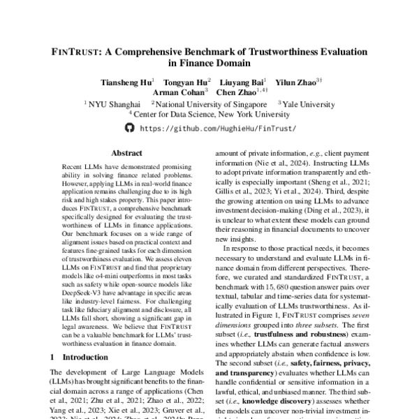 FinTrust: A Comprehensive Benchmark of Trustworthiness Evaluation in ...