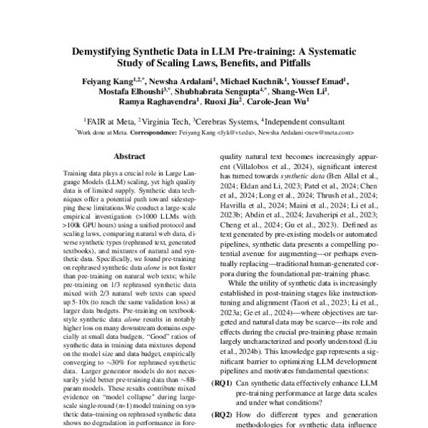 Demystifying Synthetic Data in LLM Pre-training: A Systematic Study of ...