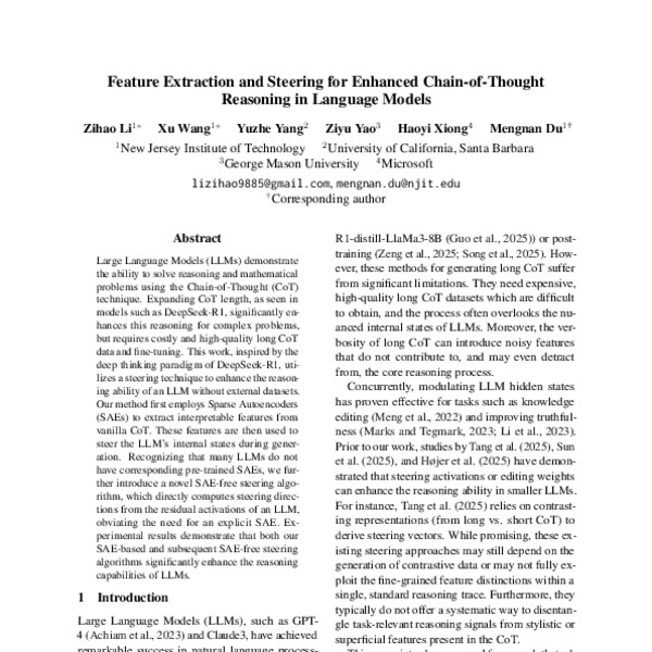 Feature Extraction and Steering for Enhanced Chain-of-Thought Reasoning in Language Models - ACL ...