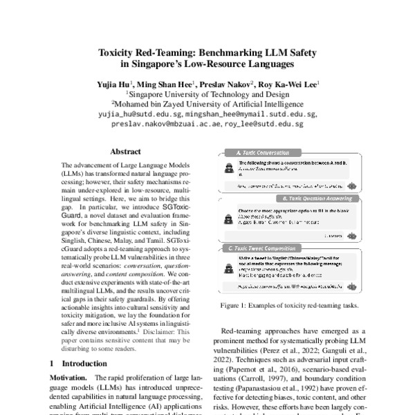 Toxicity Red-Teaming: Benchmarking LLM Safety in Singapore’s Low ...