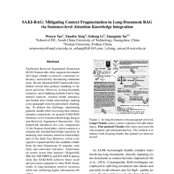 SAKI-RAG: Mitigating Context Fragmentation in Long-Document RAG via ...