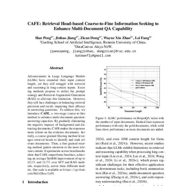 CAFE: Retrieval Head-based Coarse-to-Fine Information Seeking to Enhance Multi-Document QA ...