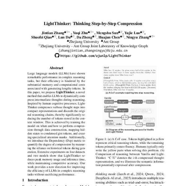 LightThinker: Thinking Step-by-Step Compression - ACL Anthology