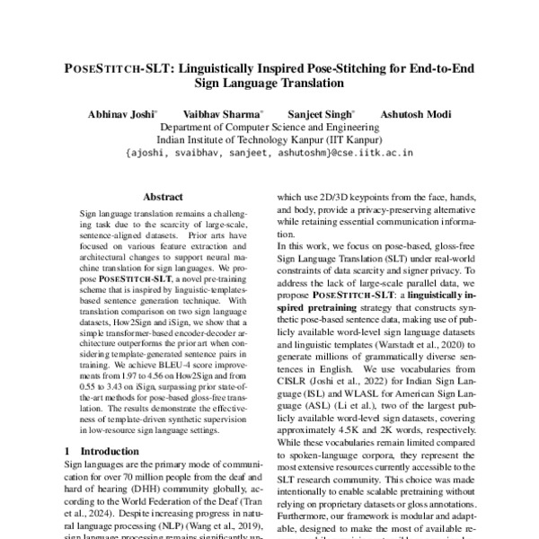 PoseStitch-SLT: Linguistically Inspired Pose-Stitching for End-to-End ...