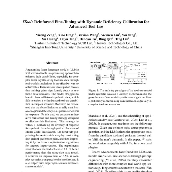 iTool: Reinforced Fine-Tuning with Dynamic Deficiency Calibration for ...
