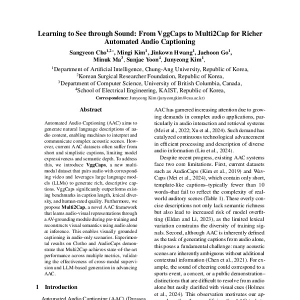 Learning to See through Sound: From VggCaps to Multi2Cap for Richer ...