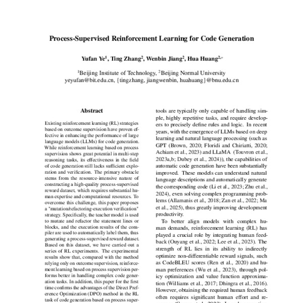 Process-Supervised Reinforcement Learning for Code Generation - ACL Anthology