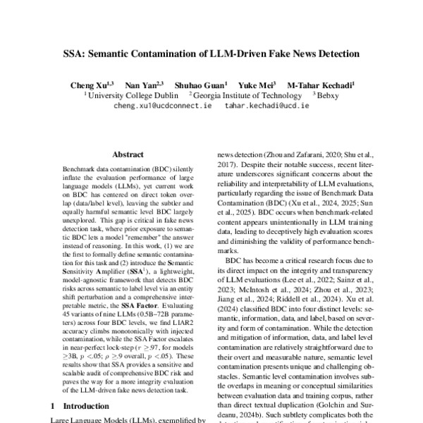 SSA: Semantic Contamination of LLM-Driven Fake News Detection - ACL ...