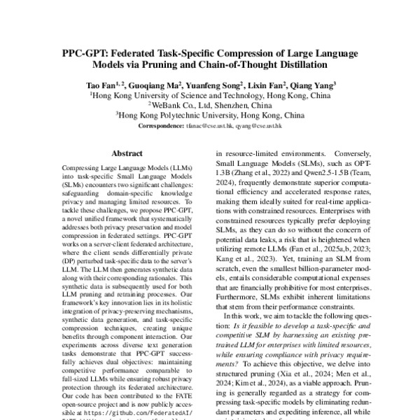 PPC-GPT: Federated Task-Specific Compression of Large Language Models ...