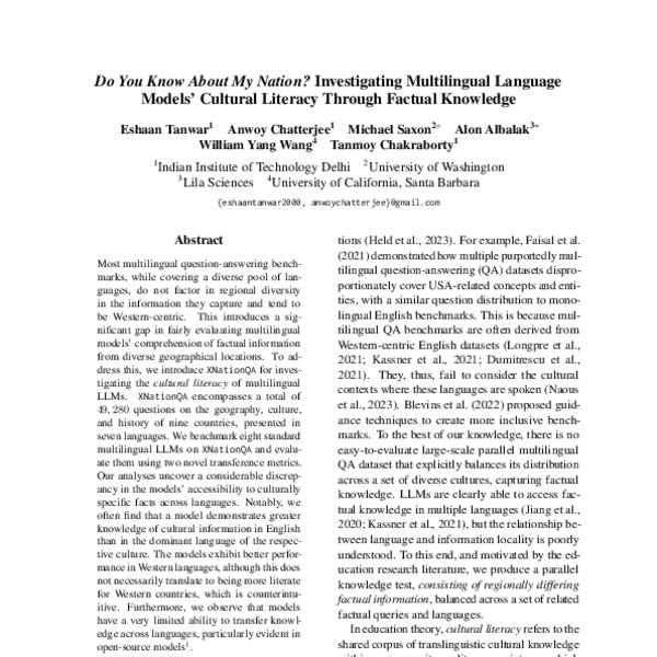Do You Know About My Nation? Investigating Multilingual Language Models ...