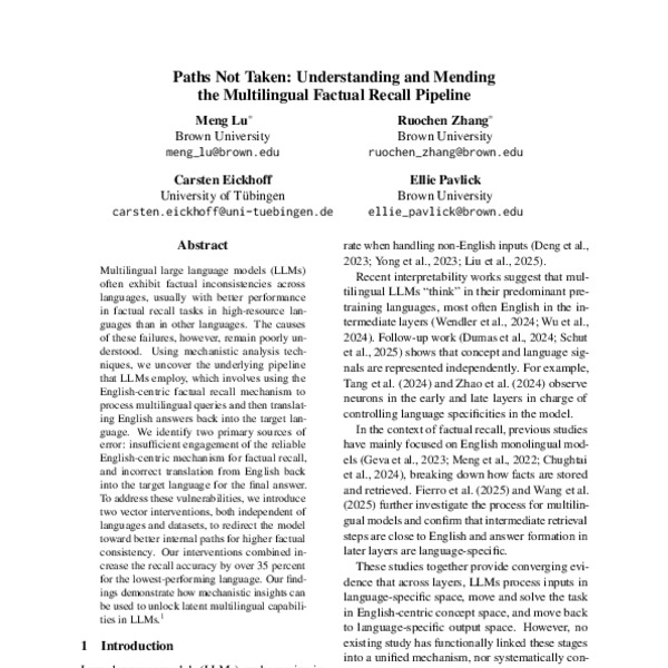 Paths Not Taken: Understanding and Mending the Multilingual Factual ...