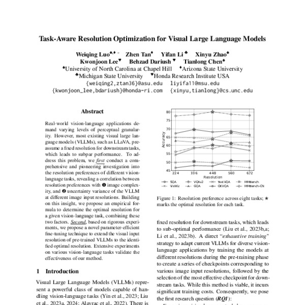Task-Aware Resolution Optimization for Visual Large Language Models - ACL Anthology