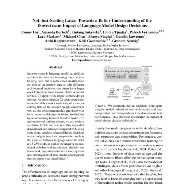 Not-Just-Scaling Laws: Towards a Better Understanding of the Downstream Impact of Language Model ...