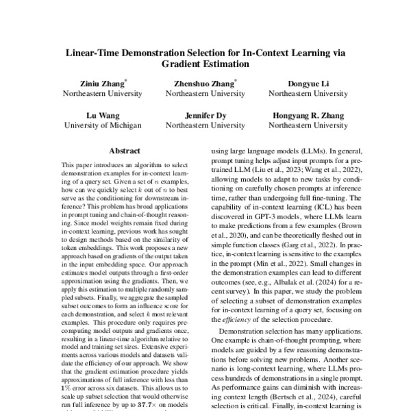 Linear-Time Demonstration Selection for In-Context Learning via ...