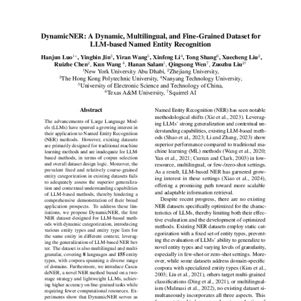 DynamicNER: A Dynamic, Multilingual, and Fine-Grained Dataset for LLM-based Named Entity ...