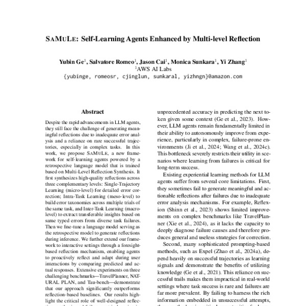 SAMULE: Self-Learning Agents Enhanced by Multi-level Reflection - ACL ...