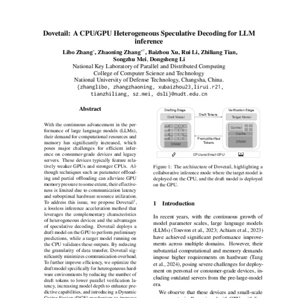 Dovetail: A CPU/GPU Heterogeneous Speculative Decoding for LLM inference - ACL Anthology