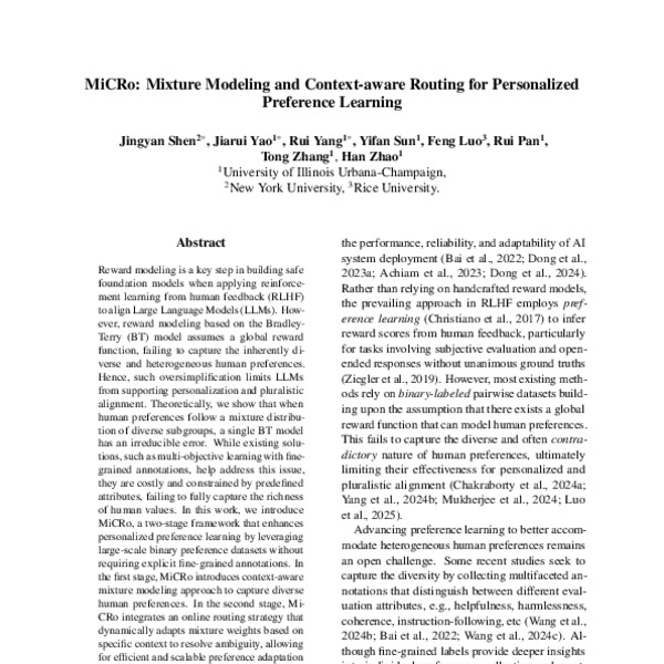 MiCRo: Mixture Modeling and Context-aware Routing for Personalized ...