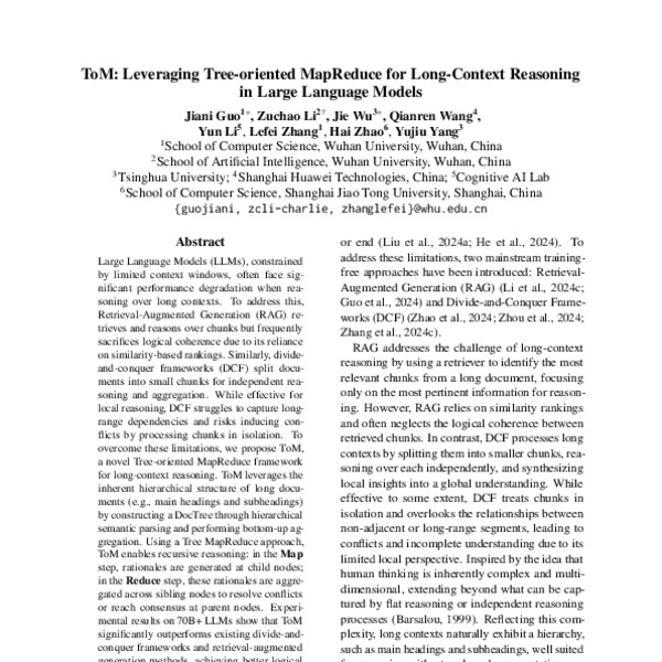 ToM: Leveraging Tree-oriented MapReduce for Long-Context Reasoning in Large Language Models ...