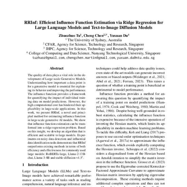 RRInf: Efficient Influence Function Estimation via Ridge Regression for ...