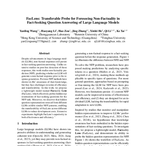 FacLens: Transferable Probe for Foreseeing Non-Factuality in Fact ...