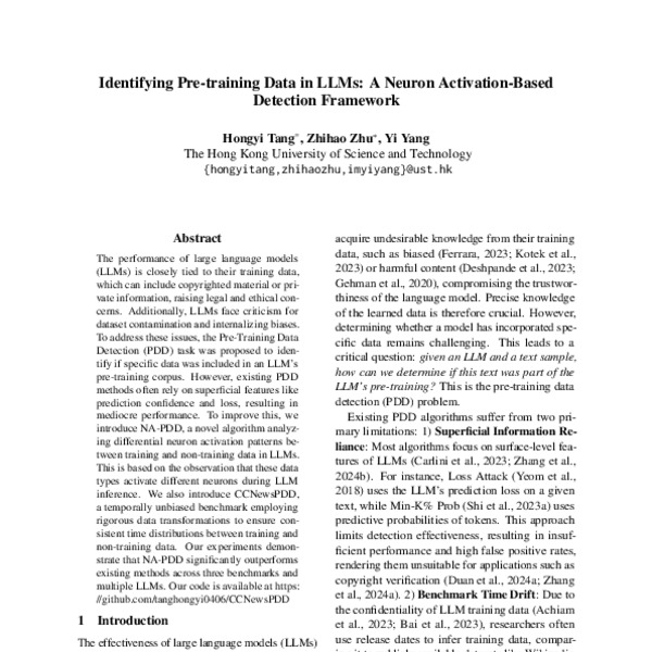 Identifying Pre-training Data in LLMs: A Neuron Activation-Based Detection Framework - ACL Anthology