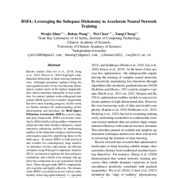 BSFA: Leveraging the Subspace Dichotomy to Accelerate Neural Network ...