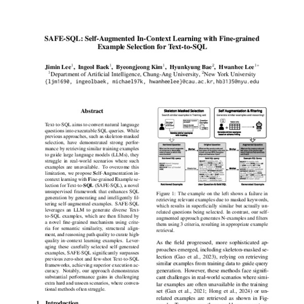 SAFE-SQL: Self-Augmented In-Context Learning with Fine-grained Example Selection for Text-to-SQL ...